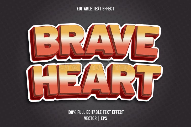 Brave Heart Editable Text Effect Comic Style Stock Vector ...