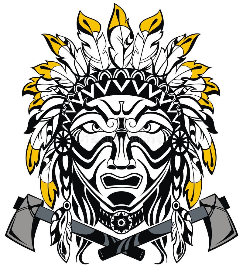 Brave indian warrior head stock vector. Illustration of head - 44316917