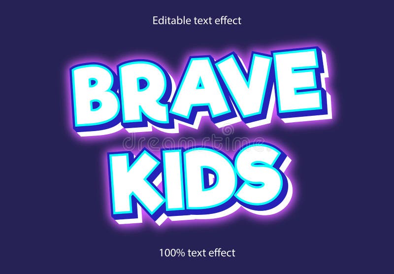 Brave Kids Purple Background Shadow Writing Text Effect Stock Vector ...