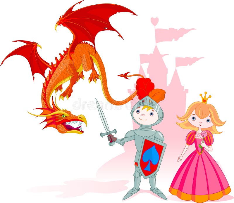 Dragon Kidnapping Princess Prince Castle Tale Stock Vector ...