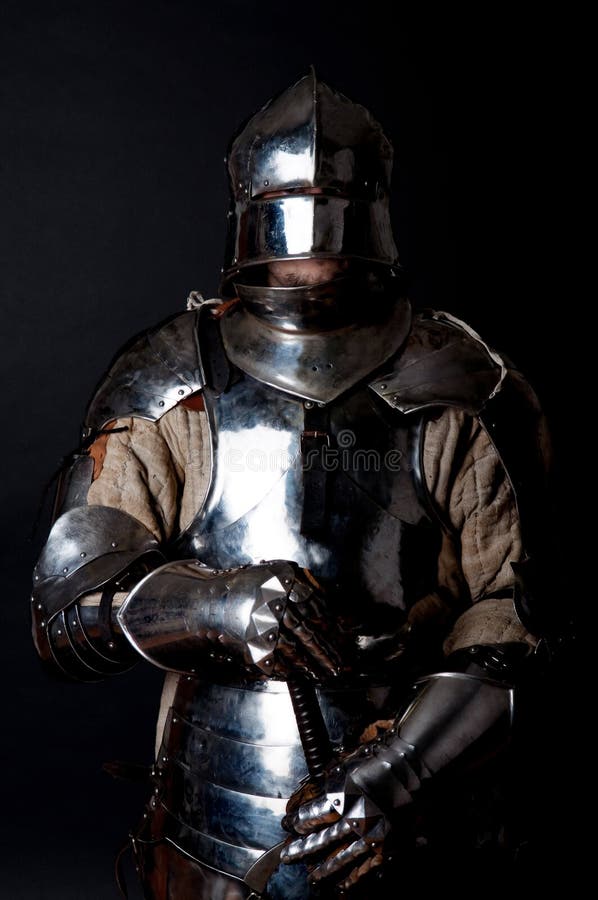 Great Knight Holding His Sword and Helmet Stock Image - Image of ...