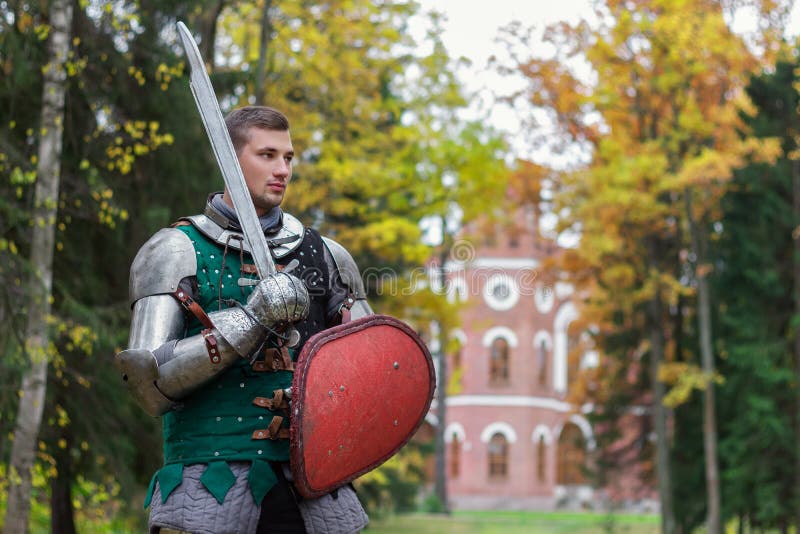 Brave Knight Ready for Battle Fighter Powerful Medieval Stock Photo ...