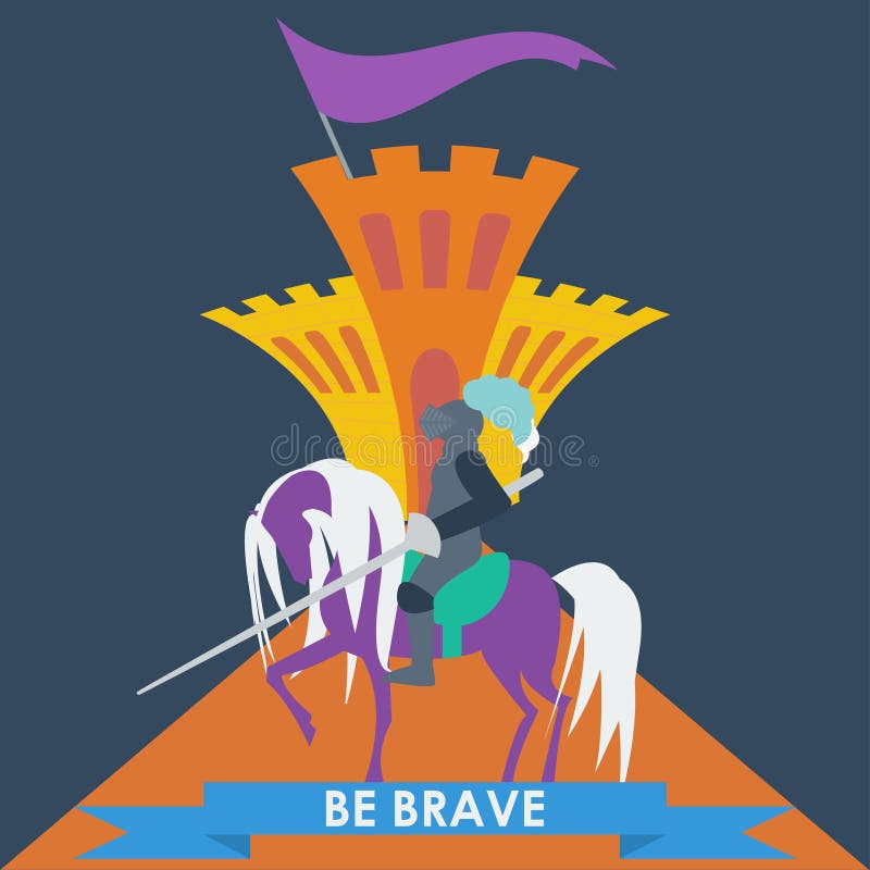 Brave Knight and Dragon in Trendy Flat Style Stock Vector ...