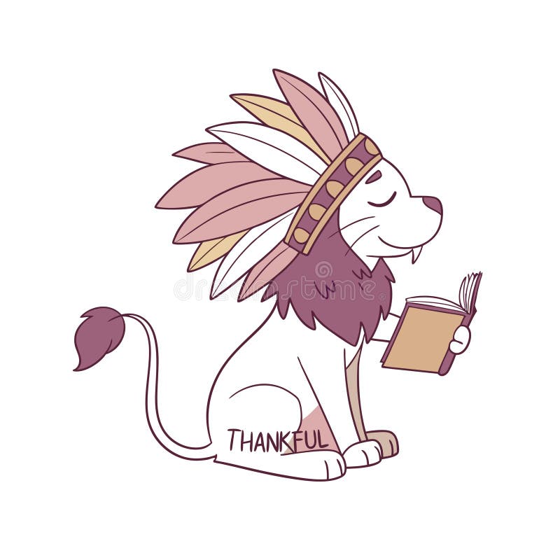 Brave Lion Reading in Steady State Illustration Stock Image ...