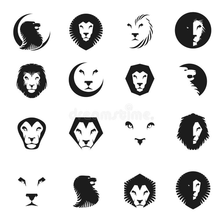 Brave Lions Ancient Emblems Elements Set. Heraldic Vector Design ...