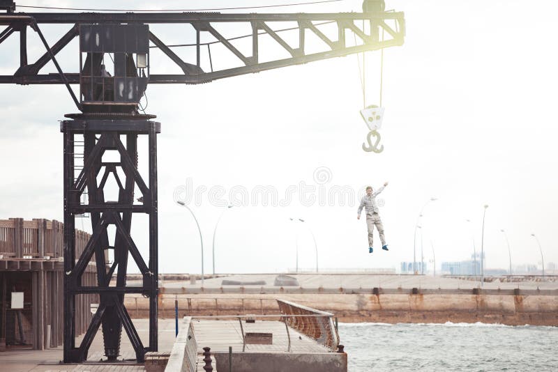 Brave Man Falling from the Crane Stock Image - Image of male, courage ...