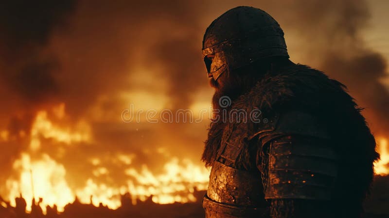 Medieval Knight Standing by Fire in Armor Stock Footage - Video of ...