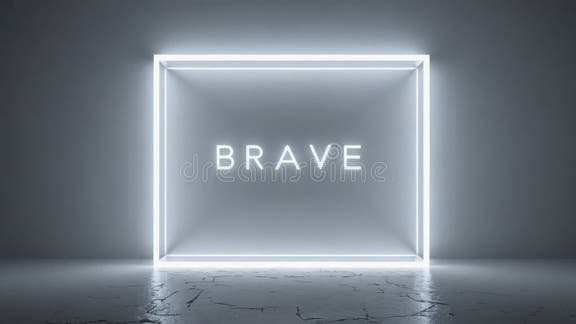 "Brave" in Minimalist Glowing Frame, Symbolizing Courage in Modern ...