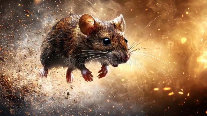 Brave Mouse Soaring through Flames in a Dynamic Scene Symbolizing ...