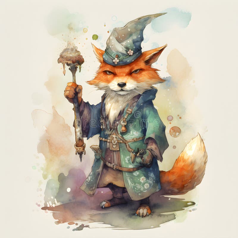 Brave Mystical Wizard Fox, Ai Generative Illustration Stock ...