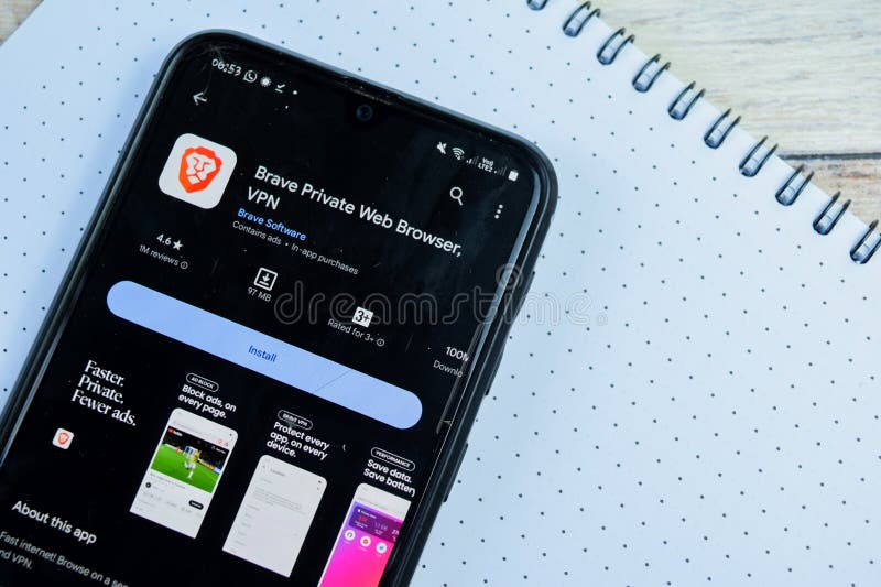 Brave Private Web Browser Application on Smartphone Screen. Brave is a ...