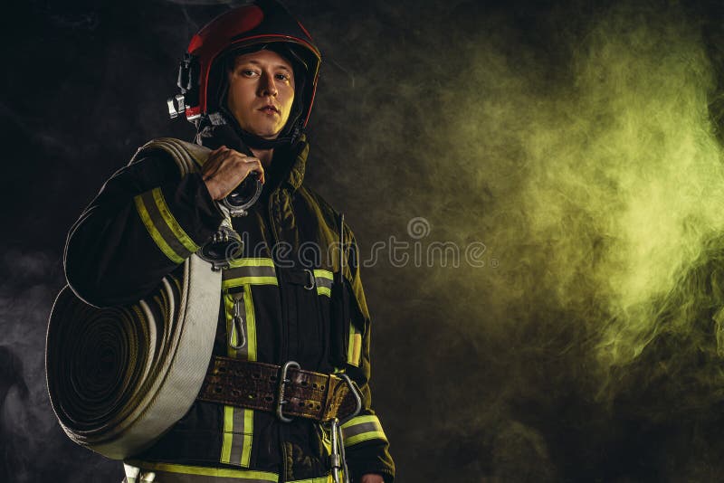 Brave and Strong Fireman in Uniform Stock Image - Image of department ...