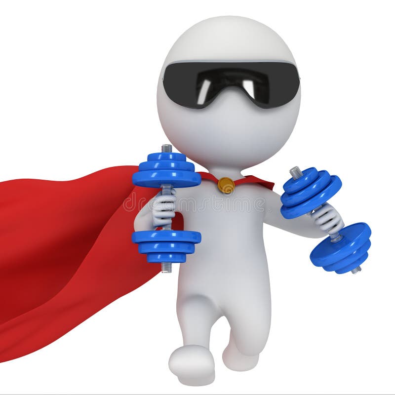 Brave Superhero Run with Dumbbells Stock Illustration - Illustration of ...