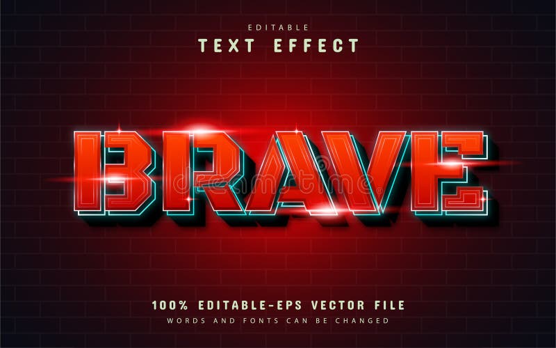 Brave Text Effect Red Gradient Stock Vector - Illustration of color ...