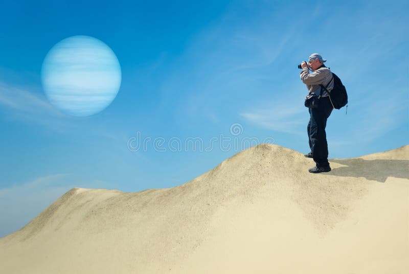 Brave Tourist on a Desolate Planet Stock Image - Image of scenery ...