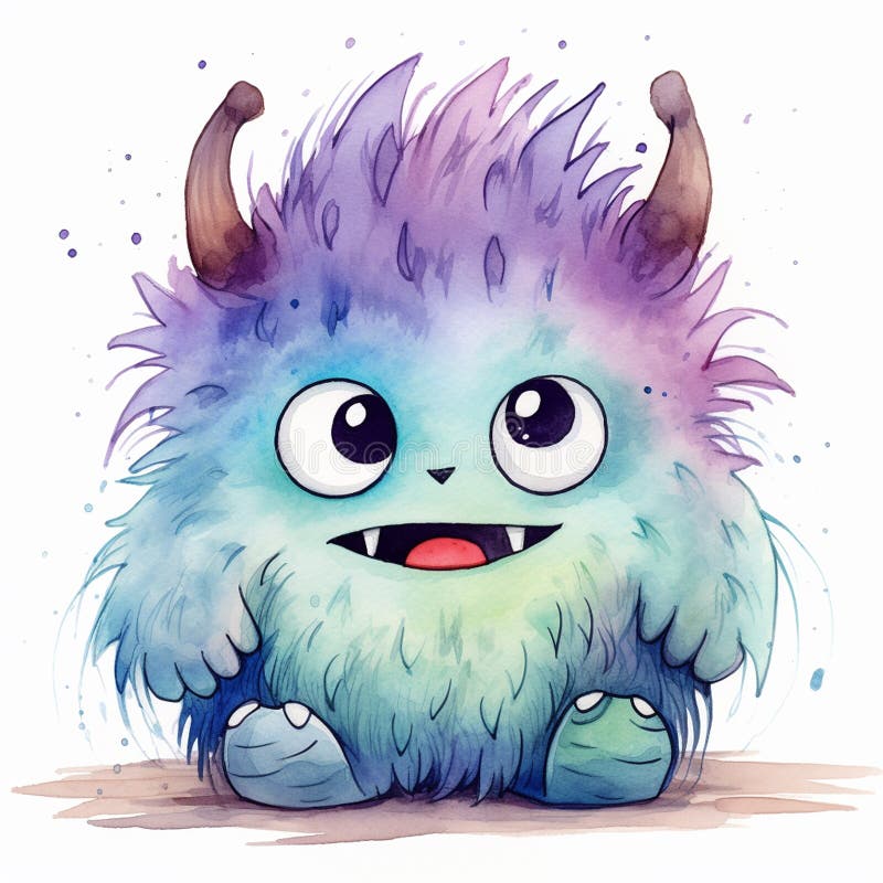 Brave Watercolor Monster Faces Challenges Stock Illustration ...