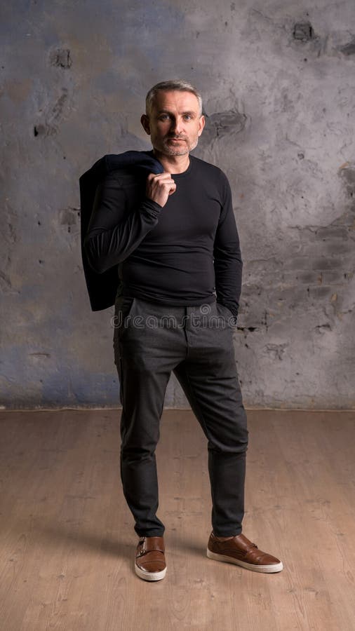 Brave 45 Years Old Men with Gray Hair and Beard Stock Image - Image of ...