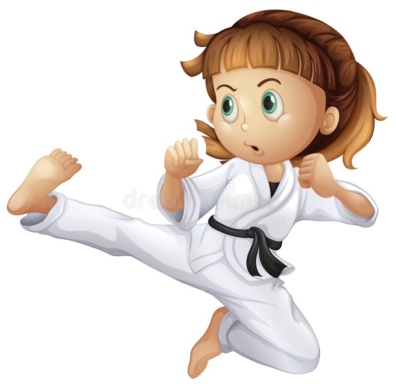 A Brave Young Girl Doing Karate Stock Vector - Illustration of female ...