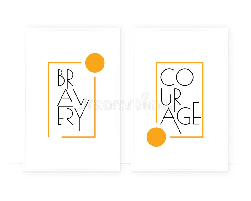 Bravery Courage, Vector. Scandinavian Minimalist Poster Design Stock ...
