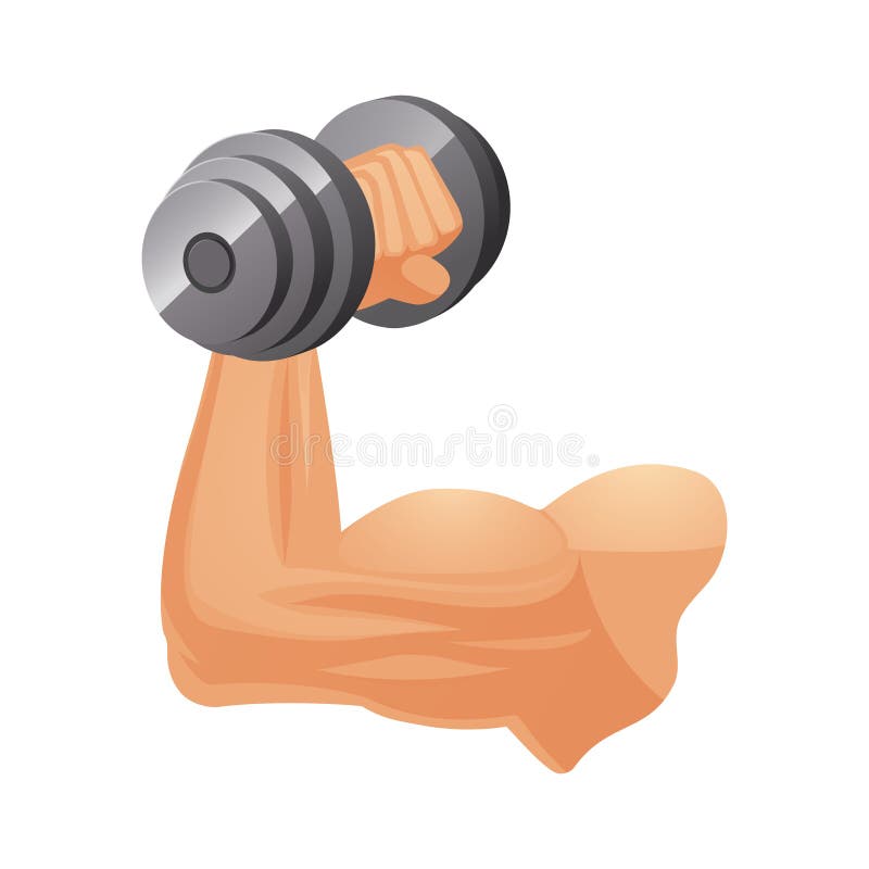 Brawny arm with dumbbell stock vector. Illustration of beefy - 53416651