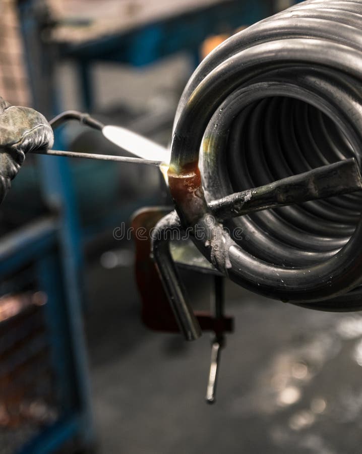 Braze welding process. stock image. Image of stainless - 83496937