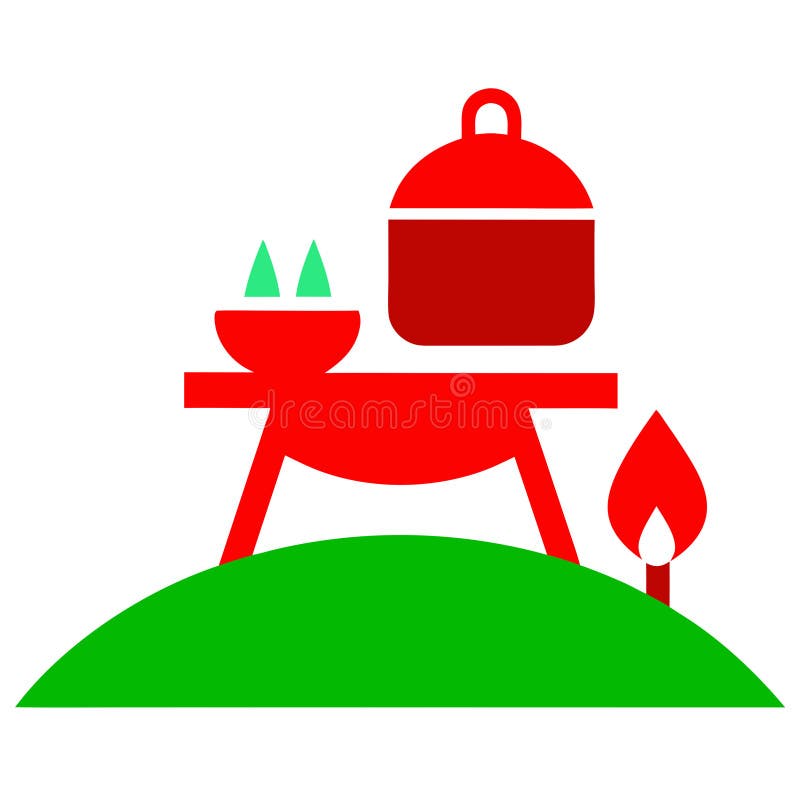 Brazier and Campfire Icon on White Background. Stock Vector ...