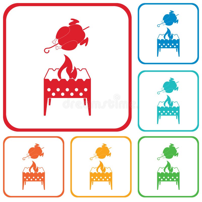 Brazier and chicken icon stock vector. Illustration of cooking - 104111410