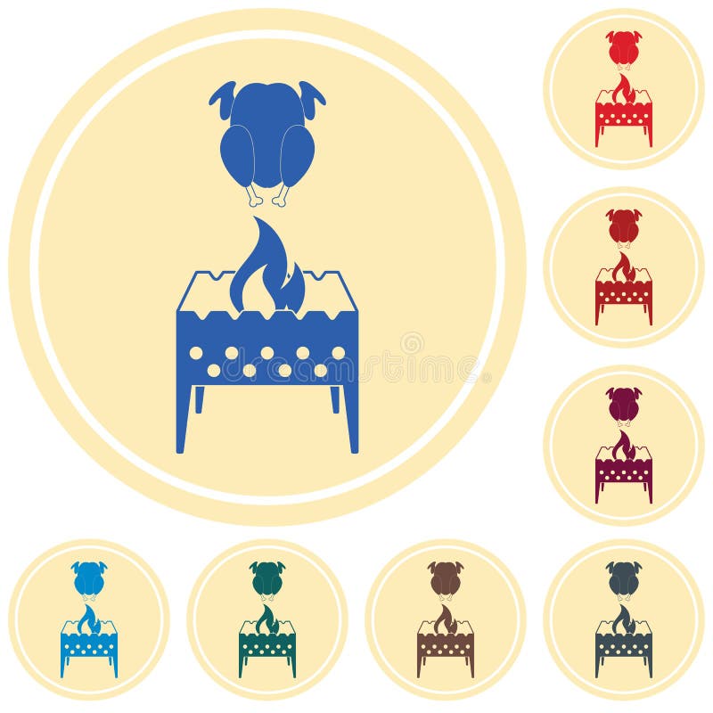 Brazier and chicken icon stock vector. Illustration of cartoon - 114951713