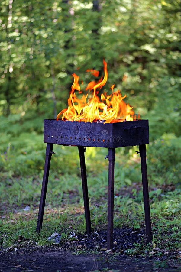 Brazier with Fire. Shooting Outdoors, on Stock Image - Image of fire ...