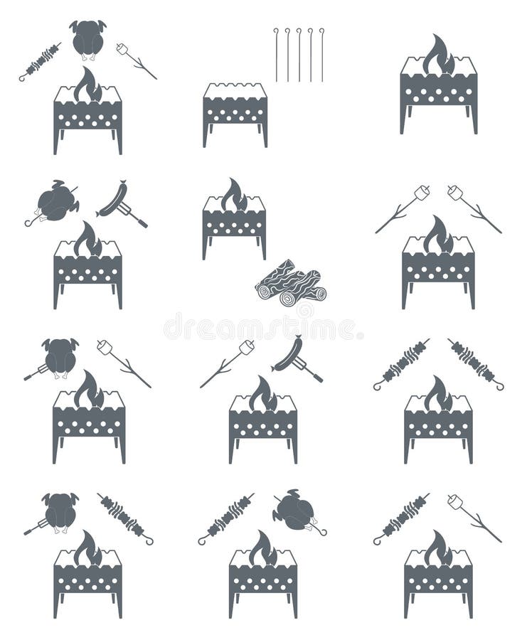 Brazier and firewood icon stock vector. Illustration of charcoal - 73211065