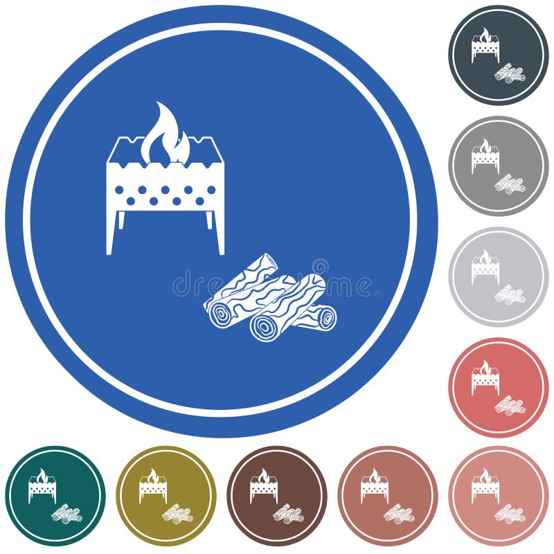 Brazier and firewood icon stock vector. Illustration of oven - 125850562