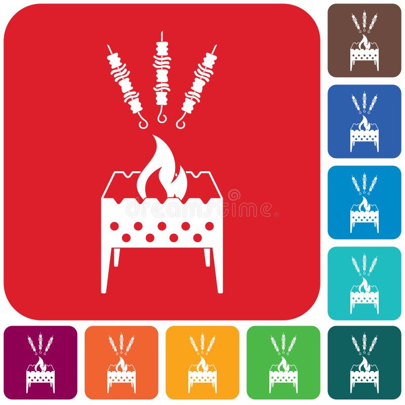 Brazier Grill with Kebab Icon Stock Vector - Illustration of meat ...
