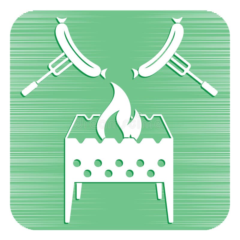 Brazier and sausage icon stock vector. Illustration of icon - 116314991