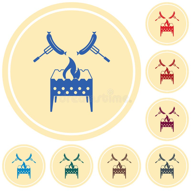 Brazier and sausage icon stock vector. Illustration of sign - 109065914