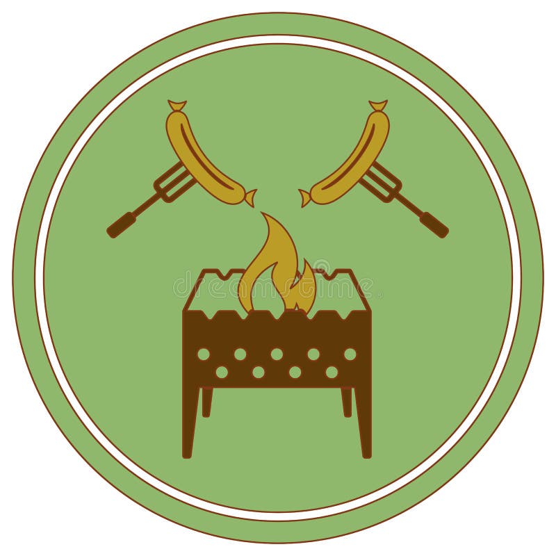 Brazier and sausage icon stock vector. Illustration of meal - 128772318