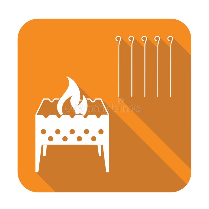 Brazier with skewer icon stock vector. Illustration of smoke - 88426123