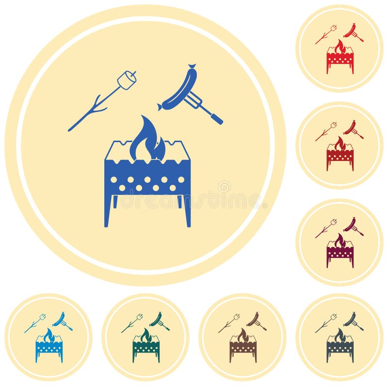Brazier, Zephyr and Sausage Icon Stock Vector - Illustration of grill ...