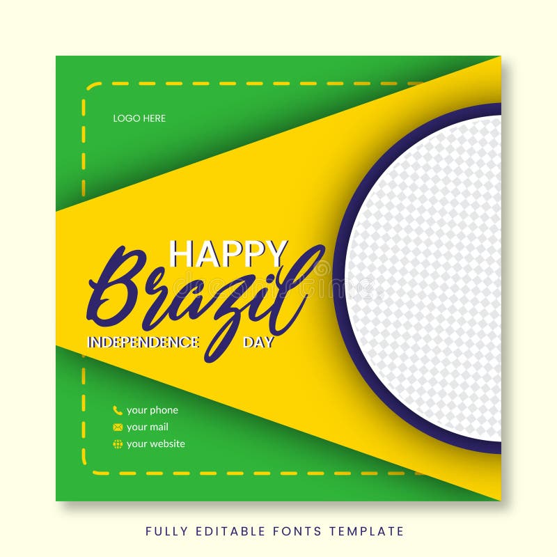 Happy Brazil Independence Day Template: Photo Frame, Contact Info ...
