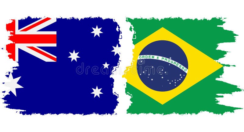 Brazil and Australia Grunge Flags Connection Vector Stock Vector ...