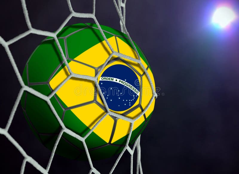Brazil Ball in Goal Net stock illustration. Illustration of outdoors ...