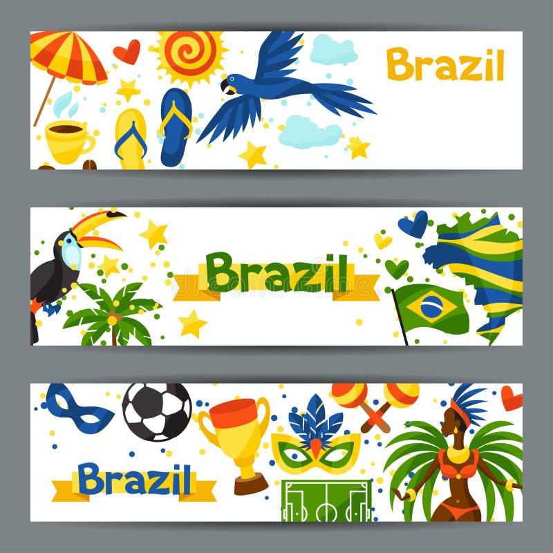 Brazil Banners Brazilian Carnival Brazilian Culture Stock Vector ...
