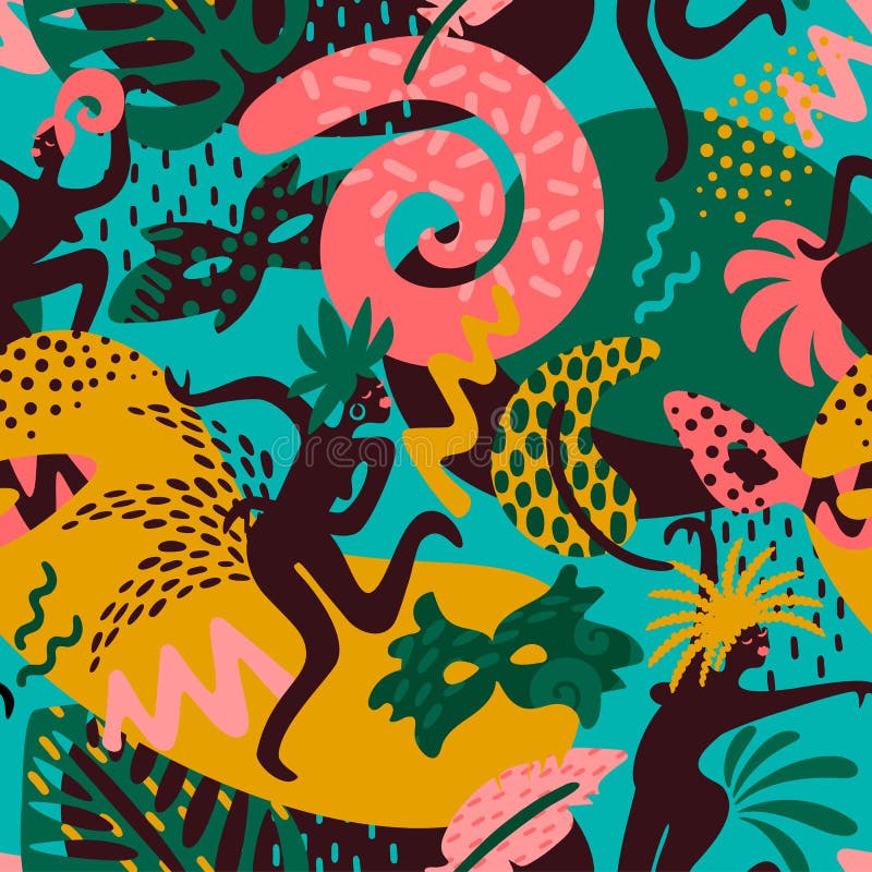 Brazil Carnival. Vector Seamless Pattern with Trendy Abstract Elements ...