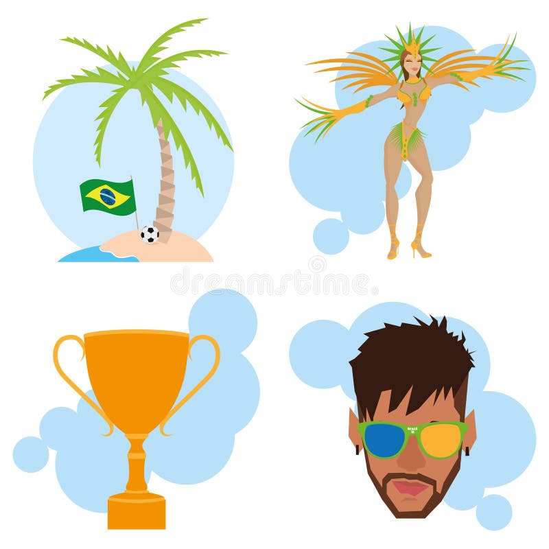 Brazil Cartoon Illustrations Editable with Background Stock ...