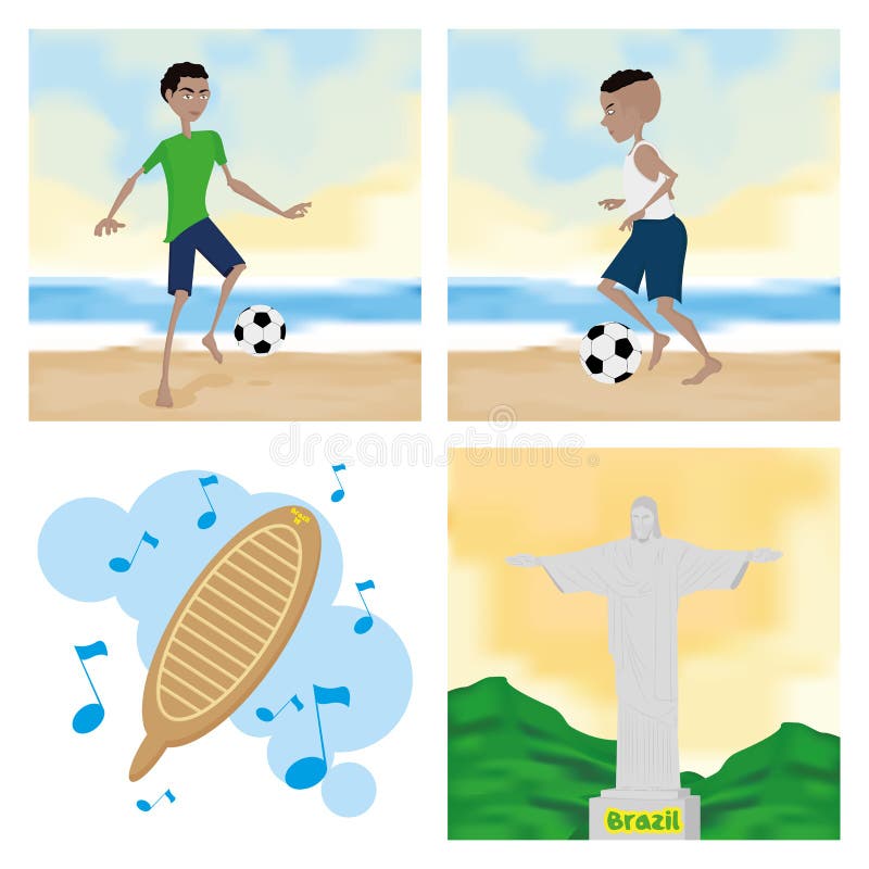 Brazil Cartoon Illustrations Editable with Background Stock ...