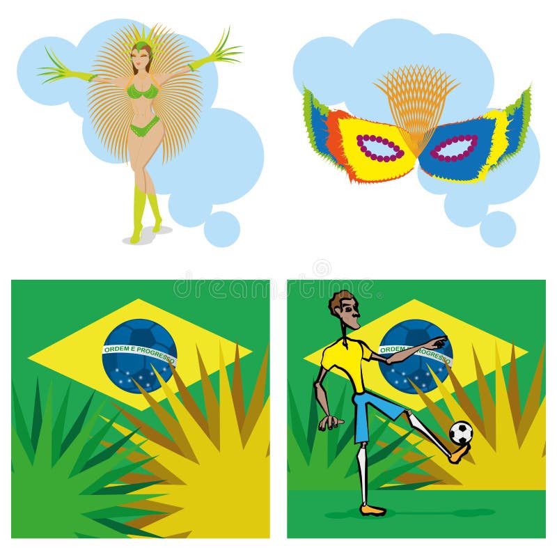 Brazil Cartoon Illustration Editable with Background Stock Illustration ...
