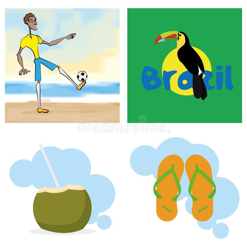 Brazil Cartoon Illustrations Editable with Background Stock ...