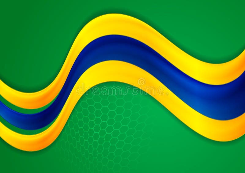 Brazil Colors Abstract Vector Smooth Wavy Background Stock Vector ...