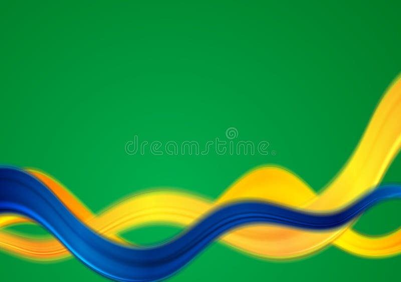 Brazil Colors Abstract Vector Smooth Wavy Background Stock Vector ...