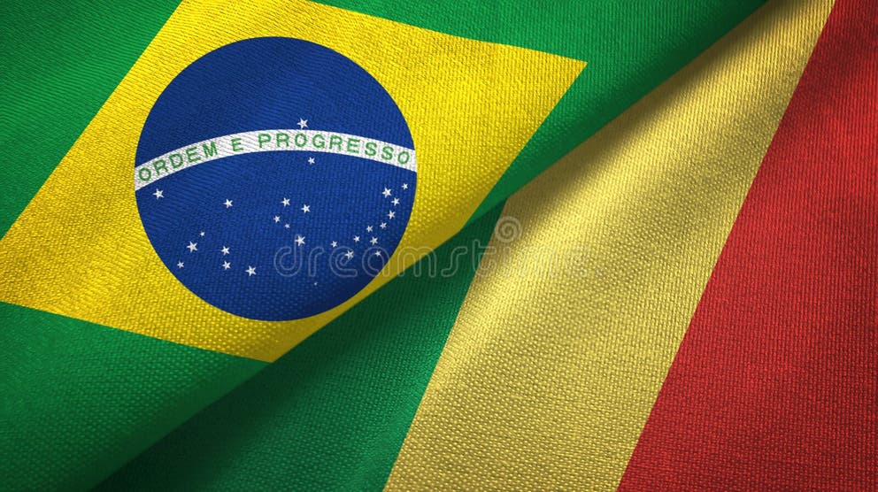 Brazil and Congo Two Flags Textile Cloth, Fabric Texture Stock ...