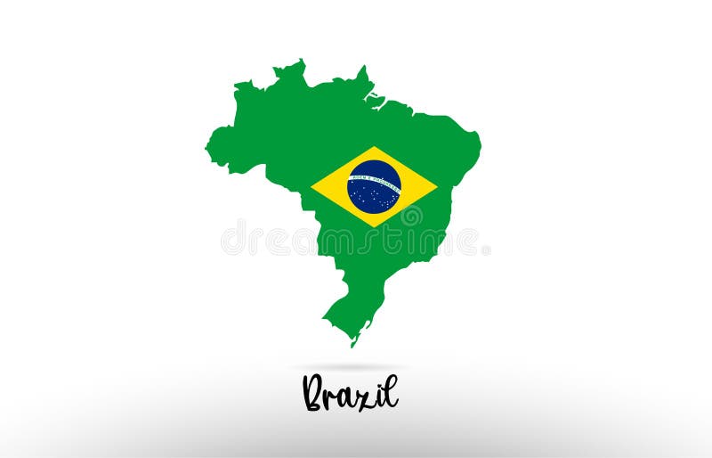 Brazil Country Flag Inside Map Contour Design Icon Logo Stock Vector ...